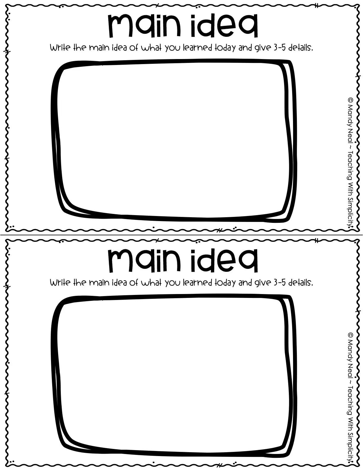 Exit Tickets for Any Lesson – “Main Idea” (Printable ...
