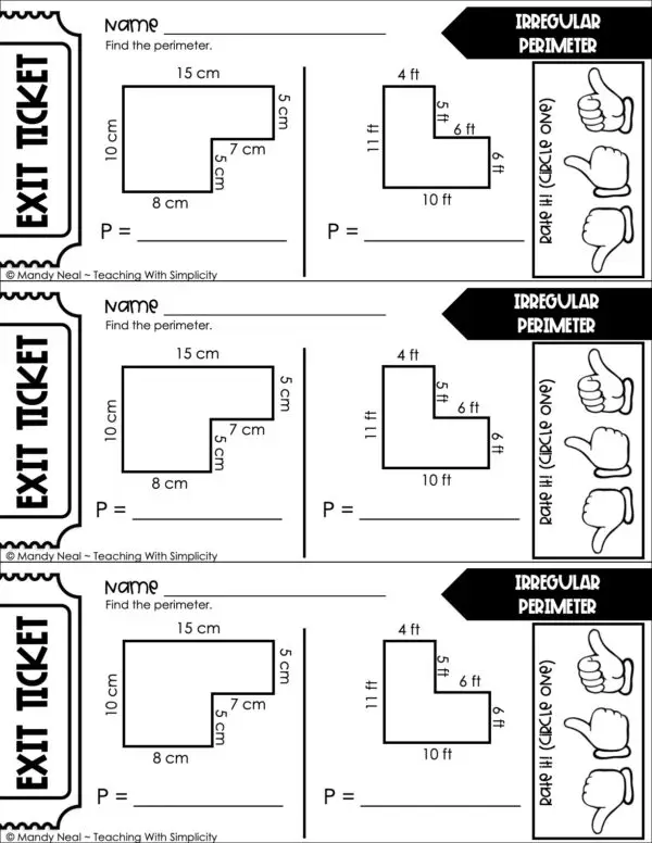 3rd Grade Area and Perimeter – Irregular Perimeter Exit Ticket 1 ...