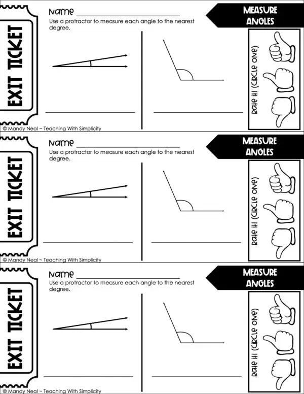 4th Grade Geometry – Measure Angles Exit Ticket 1 ...