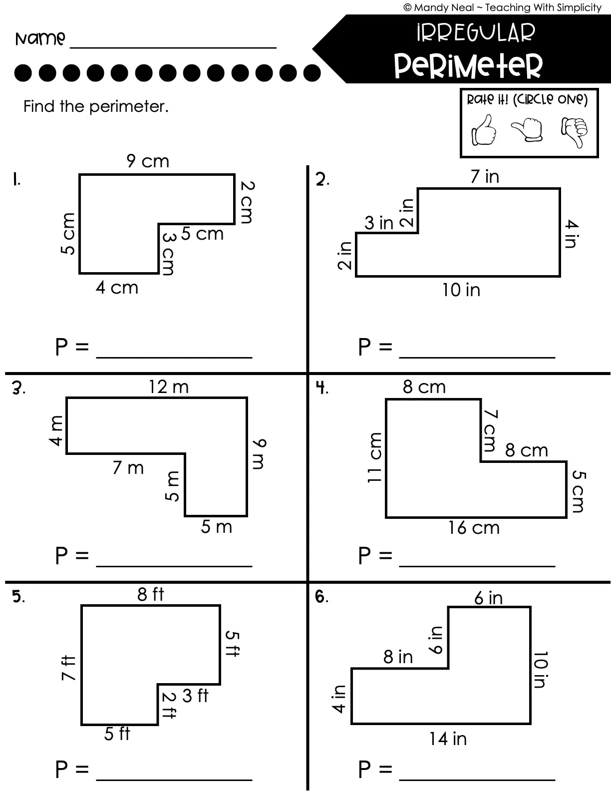 3rd Grade Area and Perimeter – Irregular Perimeter Worksheet 2 ...
