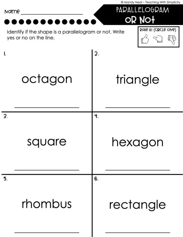 3rd Grade Geometry – Parallelogram or Not Worksheet 2 ...