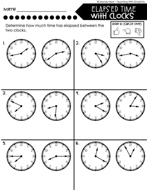 3rd Grade Measurement – Elapsed Time with Clocks Worksheet 1 ...