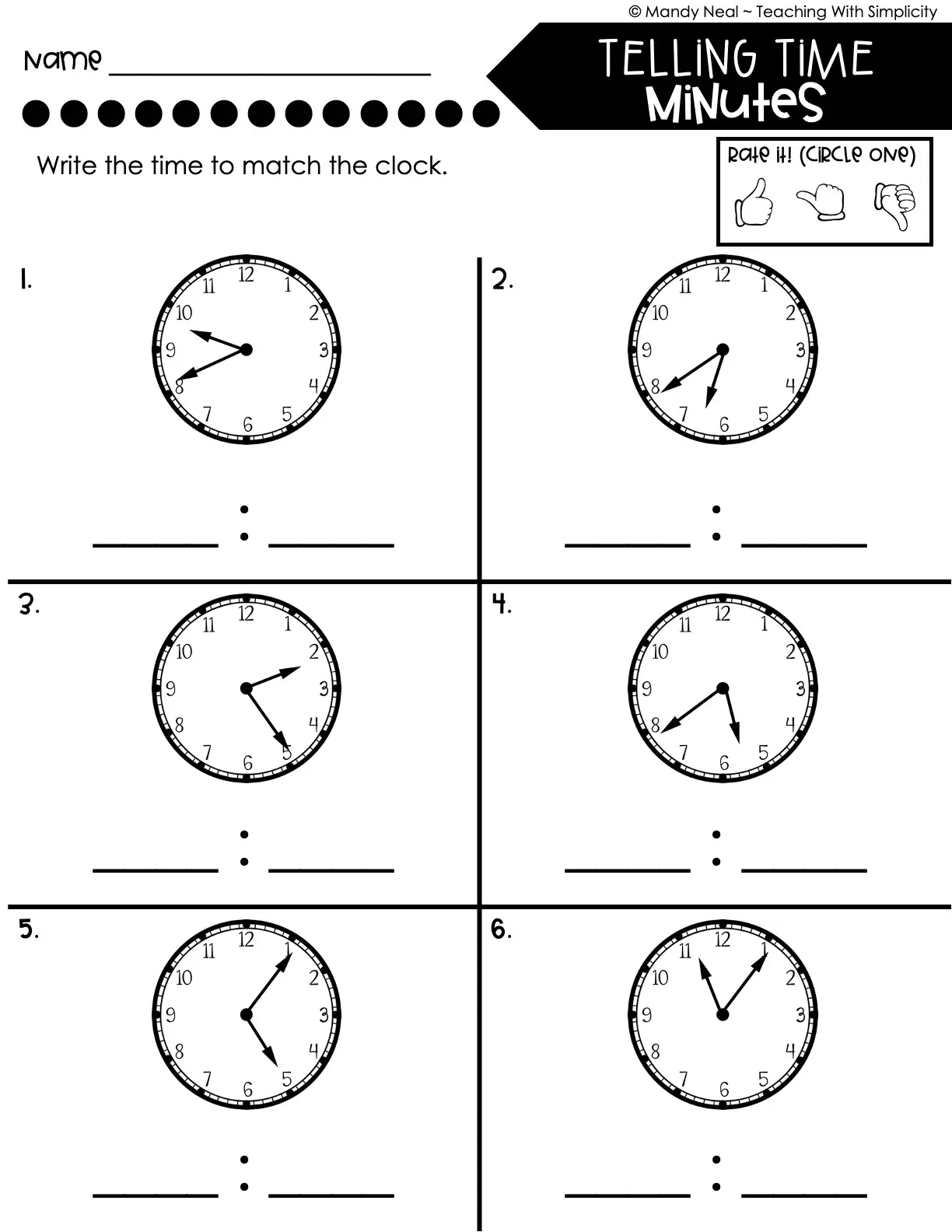 3rd Grade Measurement – Telling Time – Minutes Worksheet 2 ...