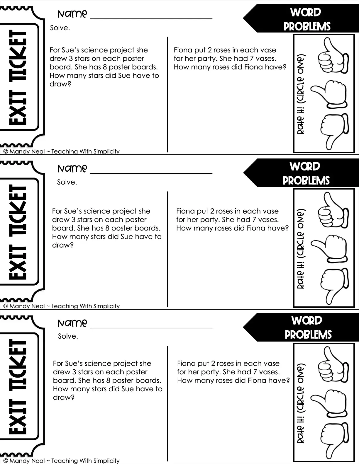 3rd Grade Multiplication – Word Problems Worksheet 1 ...