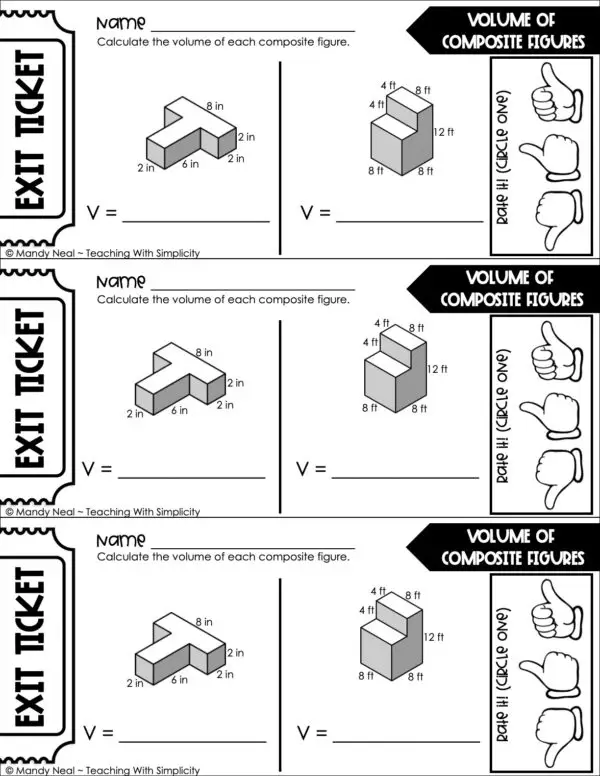 5th Grade Geometry – Volume of Composite Figures Exit Ticket 2 ...