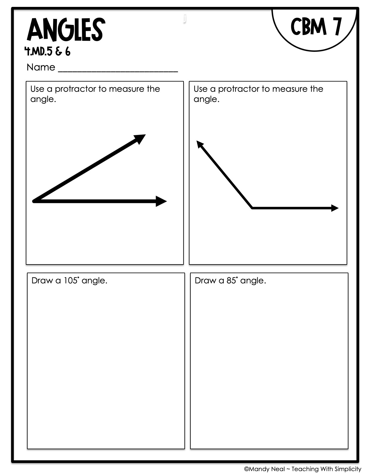 4th Grade Angles Intervention Assessment 7 ...