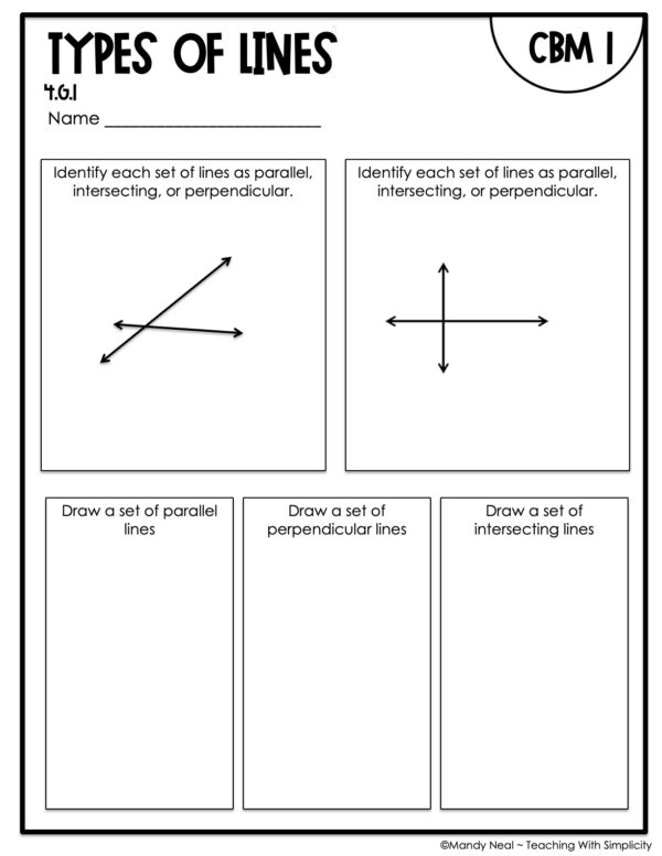 4th Grade Types of Lines Intervention Assessment 1 ...